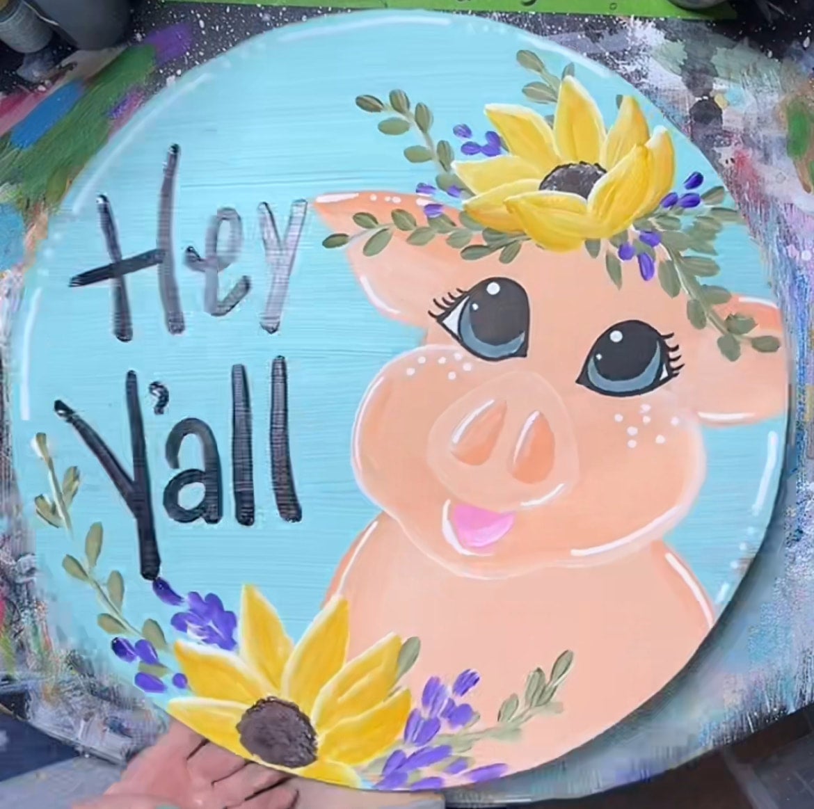 Floral pig door hanger | Hippy Cricket Designs